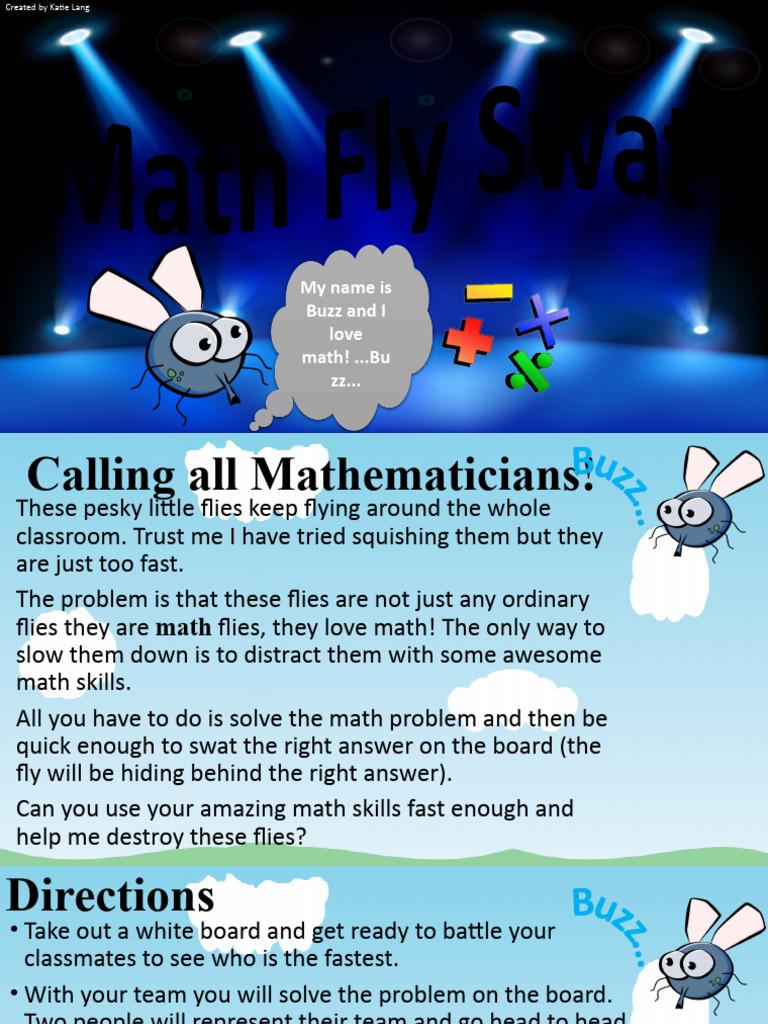 Math Fly Swatter Game for Classrooms | PDF