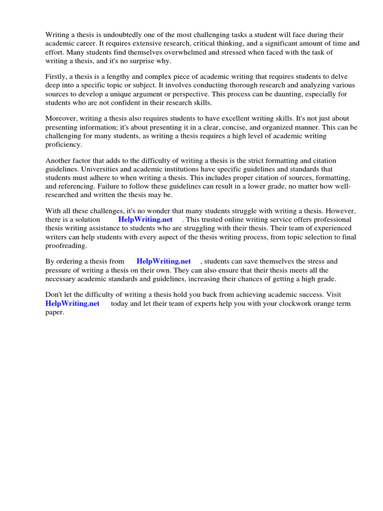 Clockwork Orange Term Paper | PDF