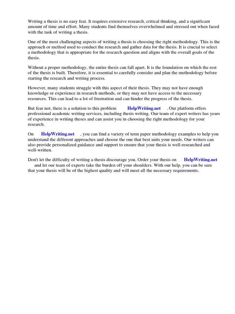 Term Paper Methodology Example | PDF | Methodology | Scientific Method