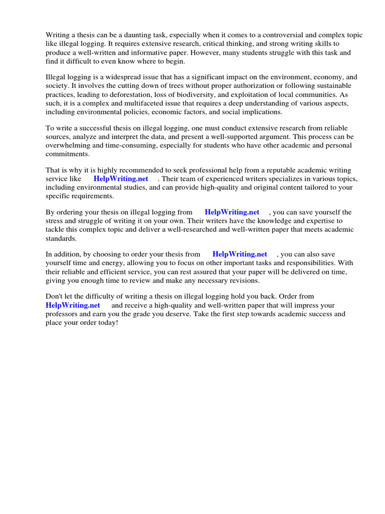 Example of Term Paper About Illegal Logging | PDF | Logging | Deforestation