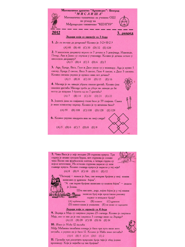 Mislisa Zadaci 2012 3 Razred | PDF