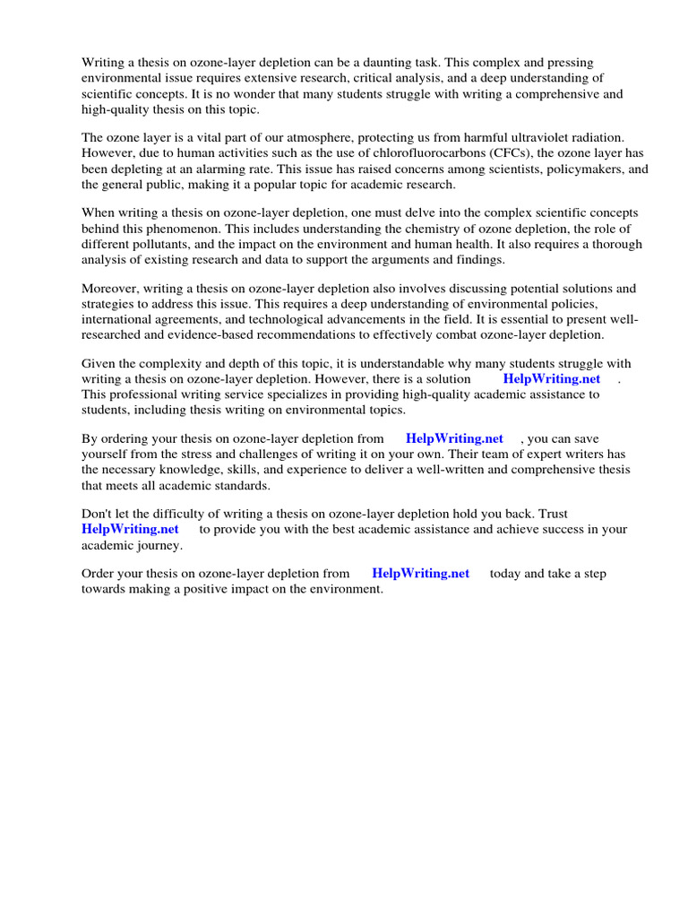 Term Paper On Ozone-Layer Depletion | PDF | Ozone Depletion ...
