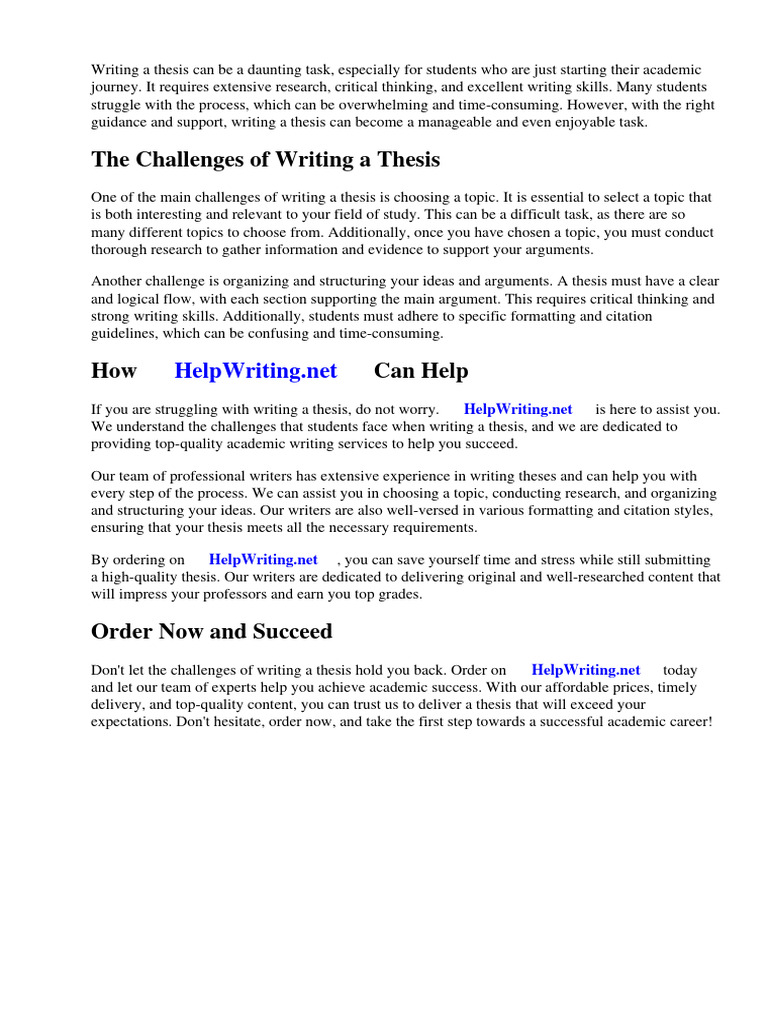 Thesis Writing Challenges & Solutions | PDF | Thesis | Essays