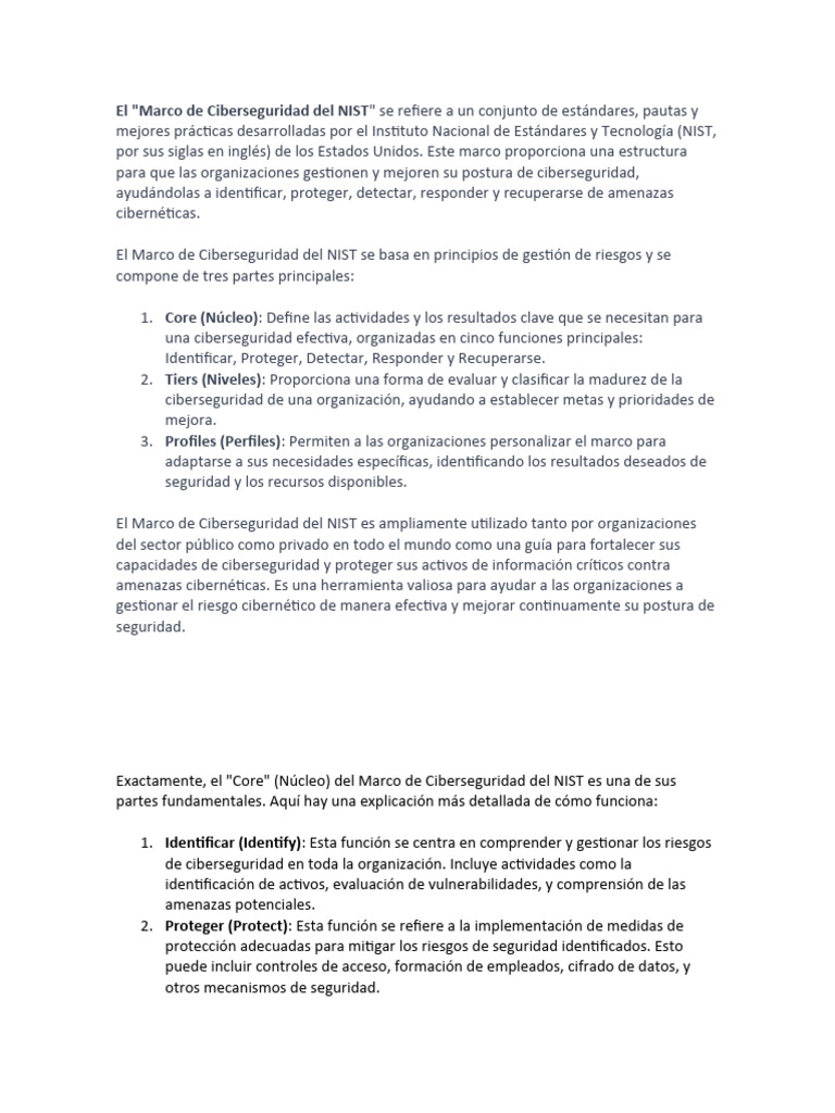 Marco de Ciberseguridad del NIST | PDF | La seguridad informática ...