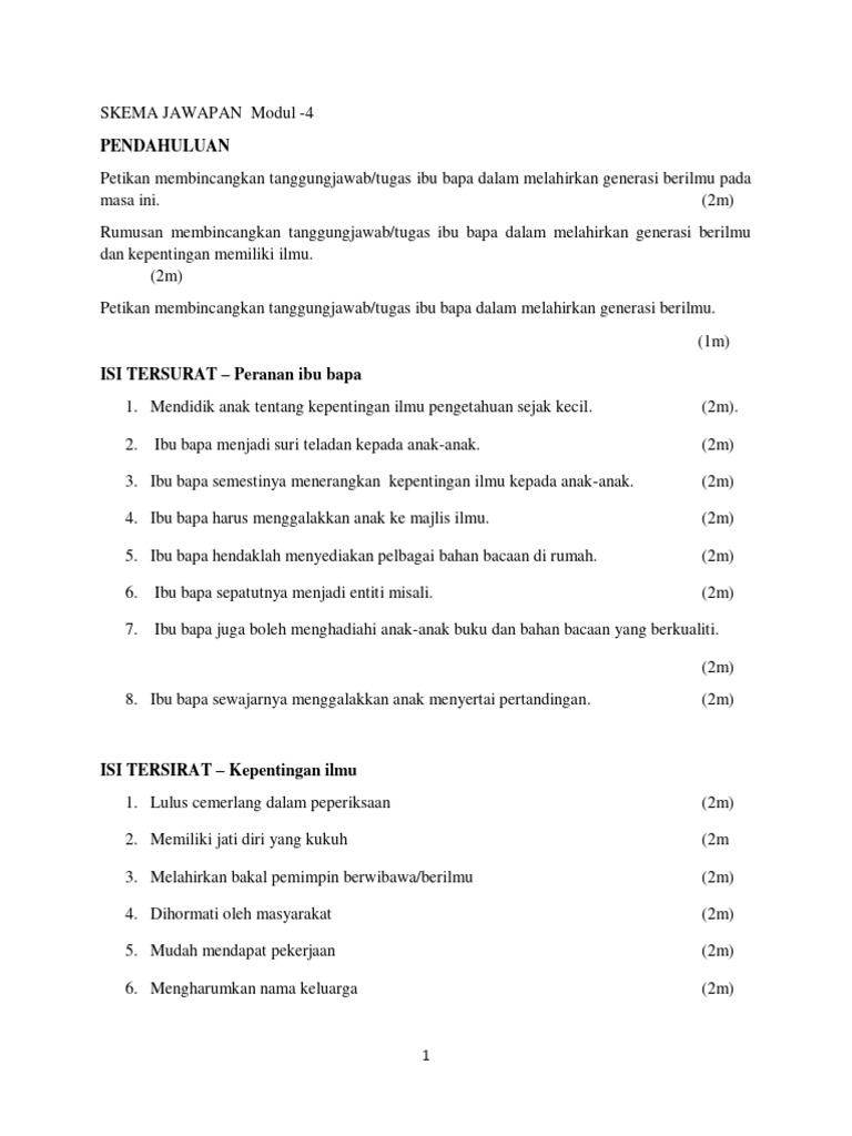Skema Set 4 Modul BM Kertas 2 | PDF