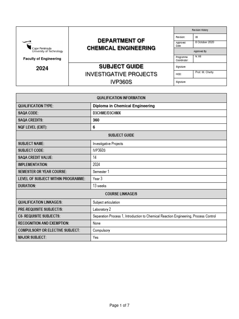 Investigative Projects Guide for Chemical Engineering | PDF | Learning ...