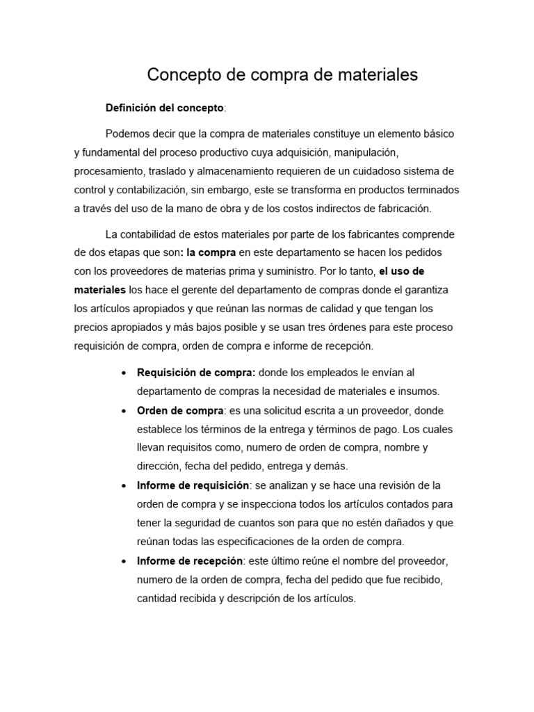 Concepto de Materiales 2 | PDF | Contabilidad | Calidad (comercial)
