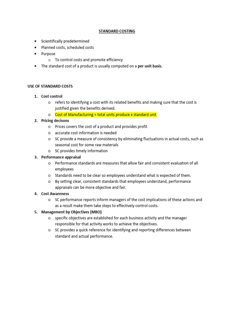 Standard Costing Lecture and Problems | PDF | Cost | Performance Appraisal