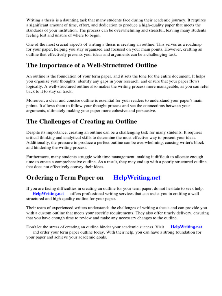 Outline Format For Term Paper | PDF | Methodology | Academic Publishing