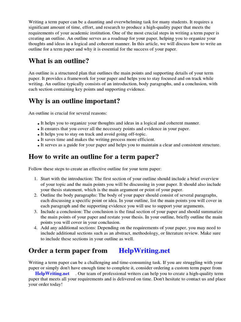 How To Write A Outline For A Term Paper | PDF | Essays | Academic ...