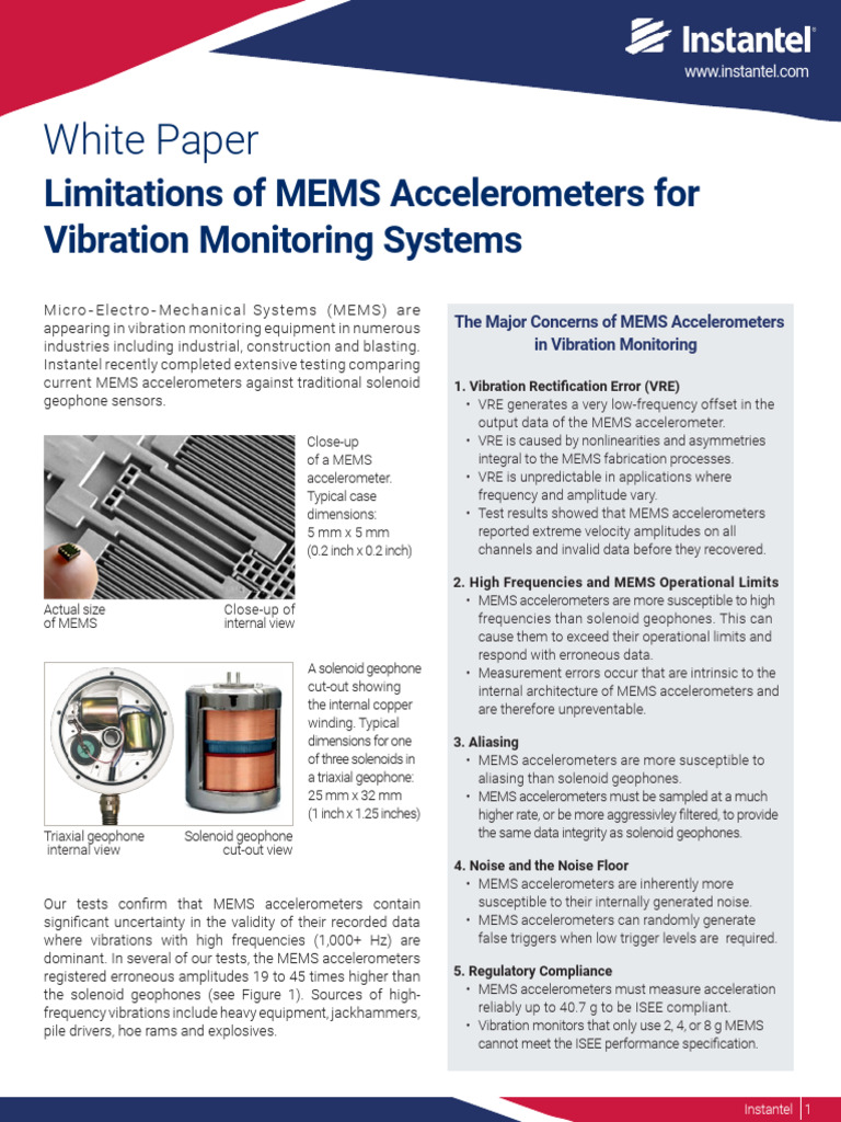 Limitations of MEMS Accelerometers-Instantel Whitepaper | PDF ...