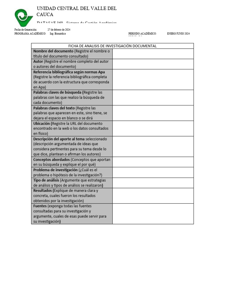 Ficha de Analisis de Investigaciön Documental | PDF