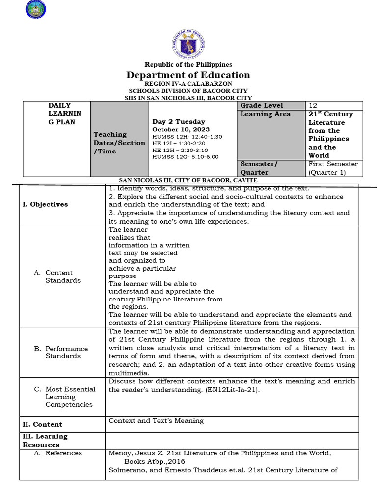 DLP 21st Century 1STQ DAY2 Week4 | PDF | Learning | Attitude (Psychology)