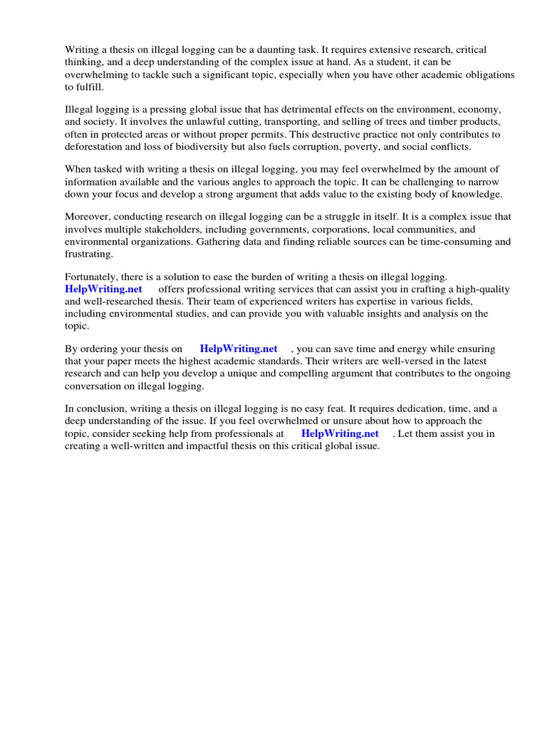 Term Paper of Illegal Logging | PDF | Logging | Deforestation
