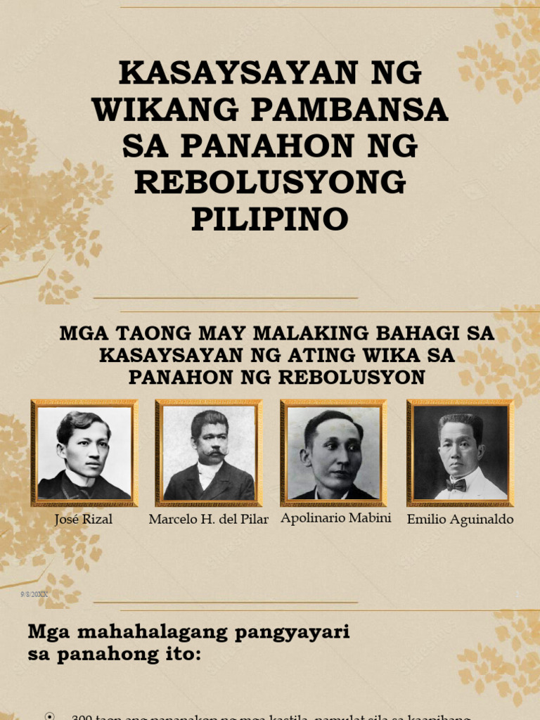 Kasaysayan NG Wikang Pambansa Sa Panahon NG Rebolusyong | PDF