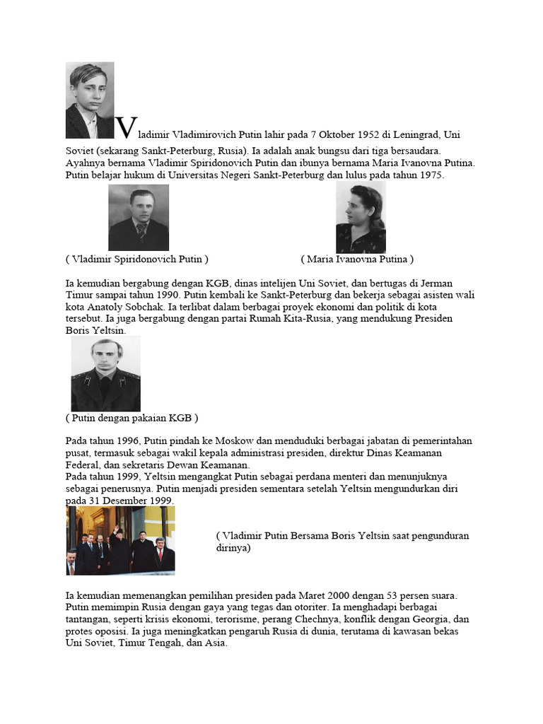 Vladimir Putin Biography | PDF