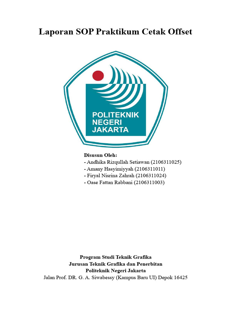 Laporan SOP Praktikum Cetak Offset | PDF | Sains & Matematika