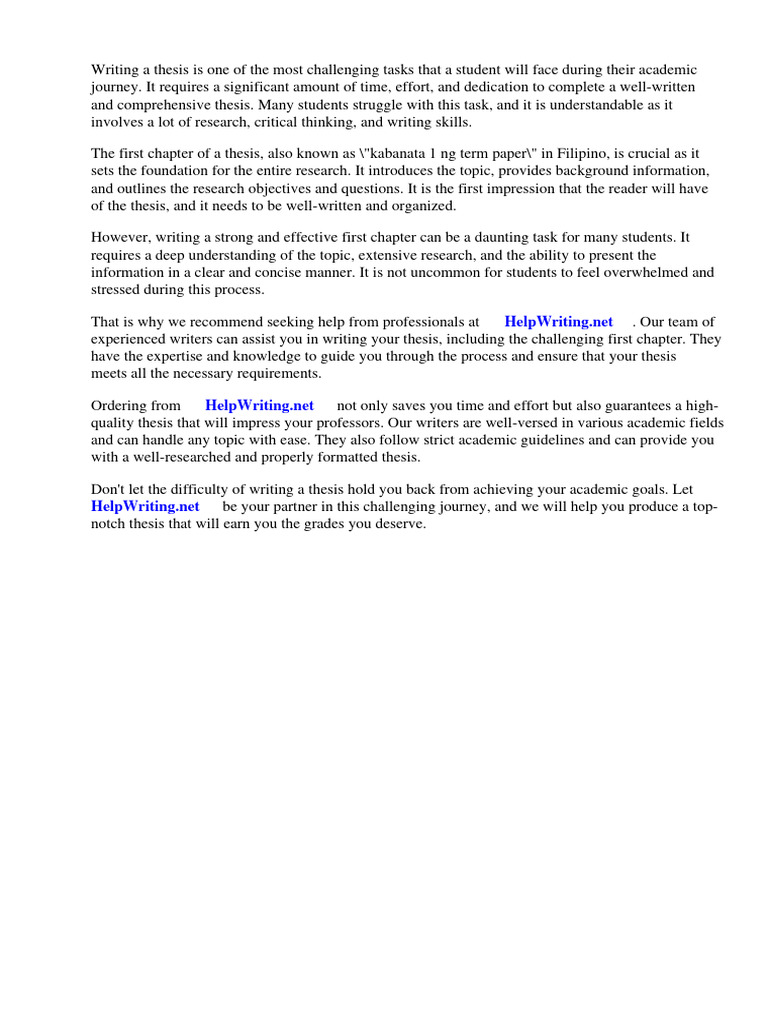 Kabanata 1 Ng Term Paper | PDF | Tagalog Language | Thesis