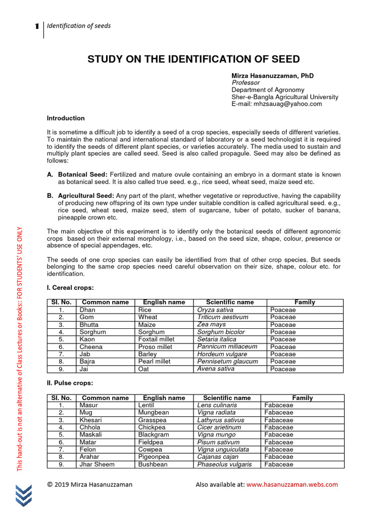 identification_of_seeds | PDF | Seed | Botany