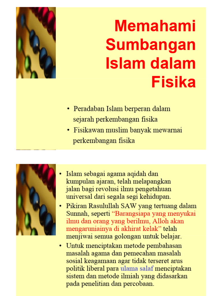 Sumbangan Islam dalam Fisika | PDF
