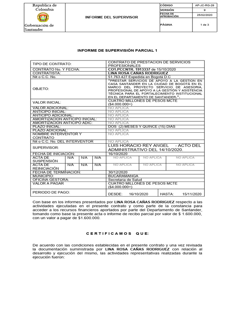 informe de supervision 1 | PDF