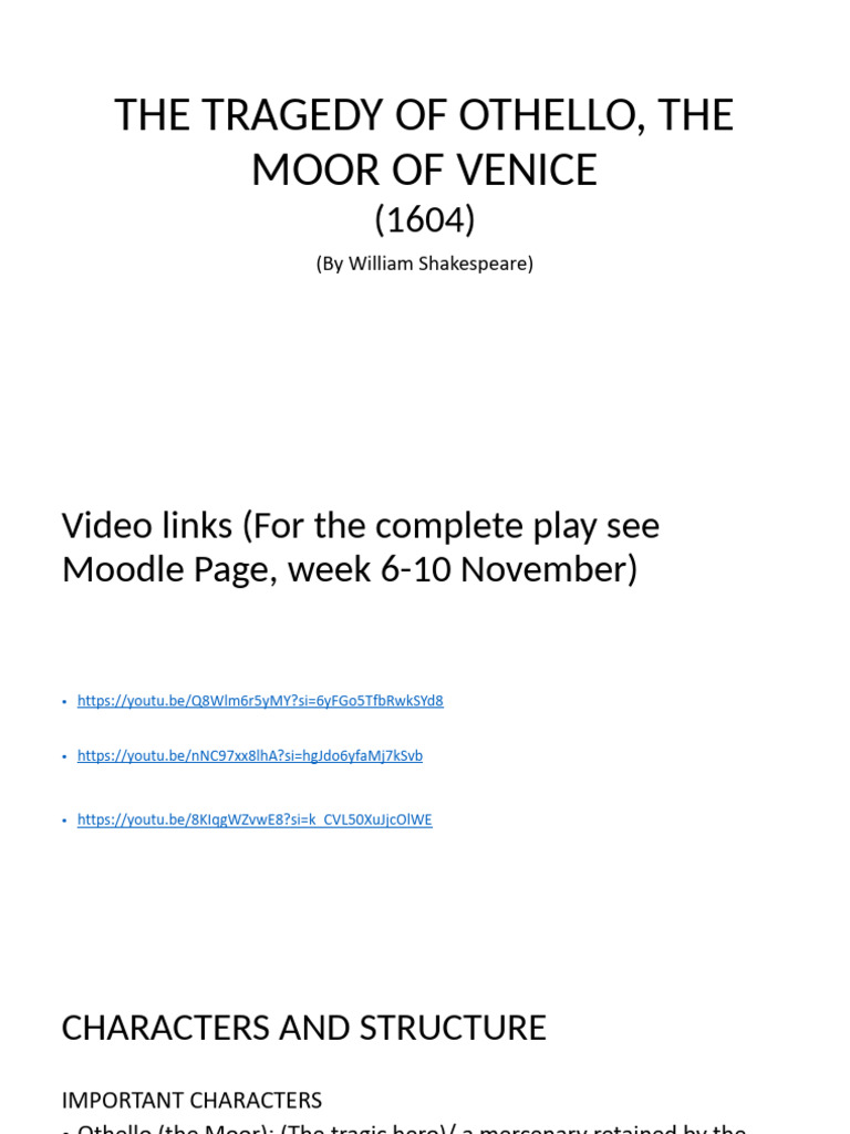 Othello Play Analysis | PDF | Othello | Iago