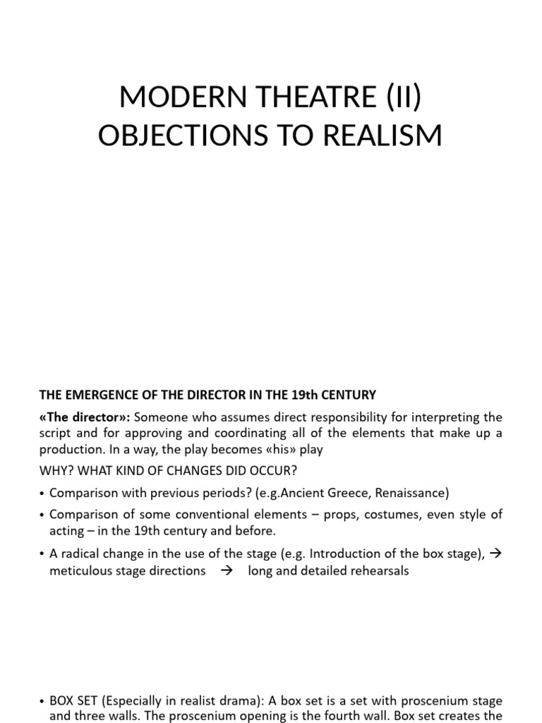 Modern Theatre (II) Objections To Realism | PDF | Realism (Arts) | Theatre