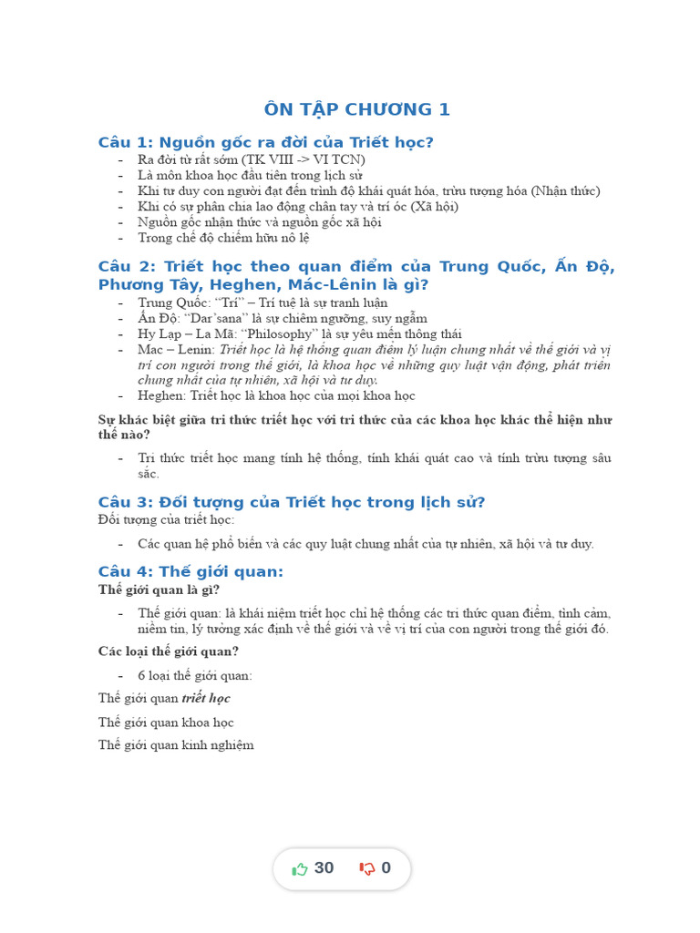 On Tap Giua Ki 310 Cau Hoi Trac Nghiem Triet Hoc - Compress | PDF