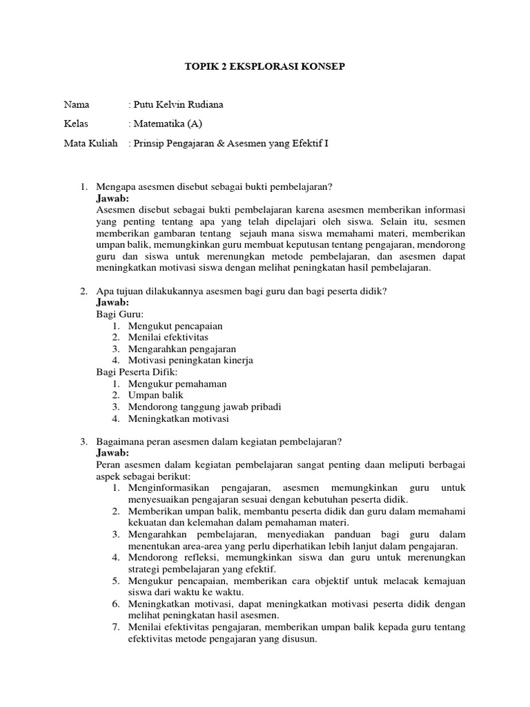 Topik 2 - Eksplorasi Konsep - Putu Kelvin Rudiana - PPAE I | PDF