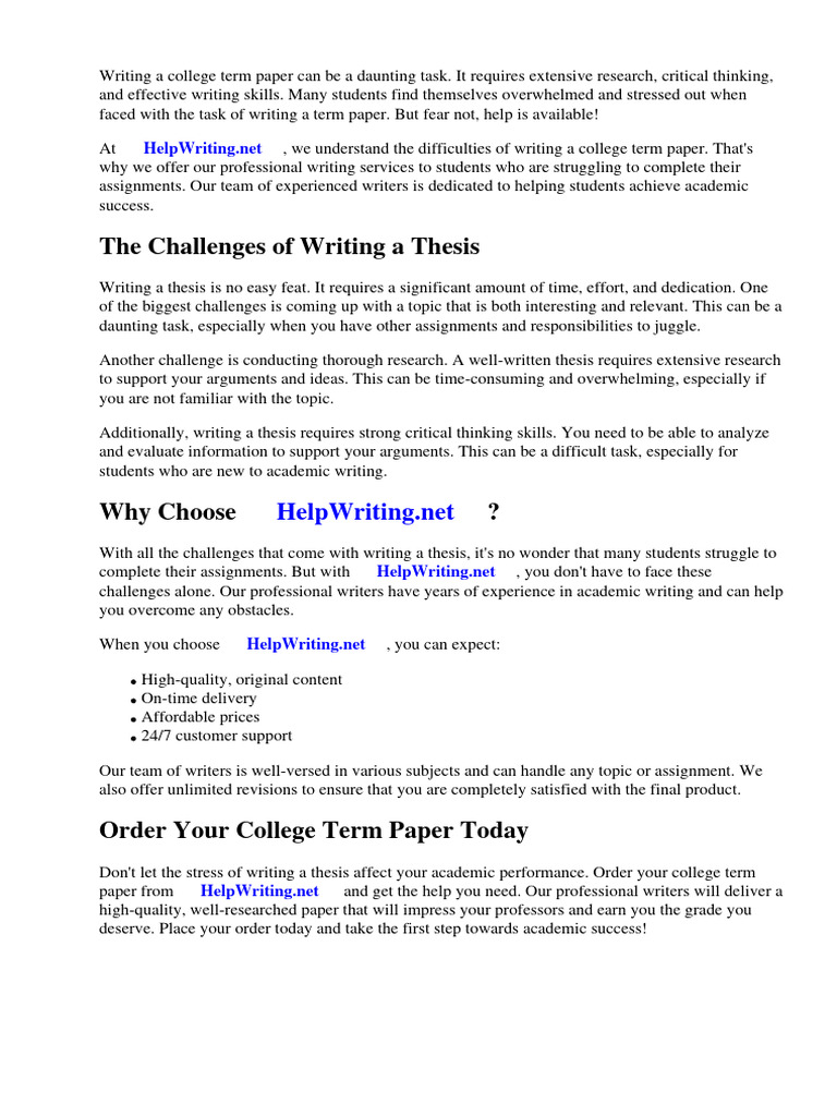 College Term Paper Template | PDF | Essays | Academic Publishing