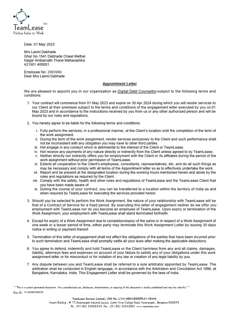 Spocto Offer Letter | PDF | Employment | Salary