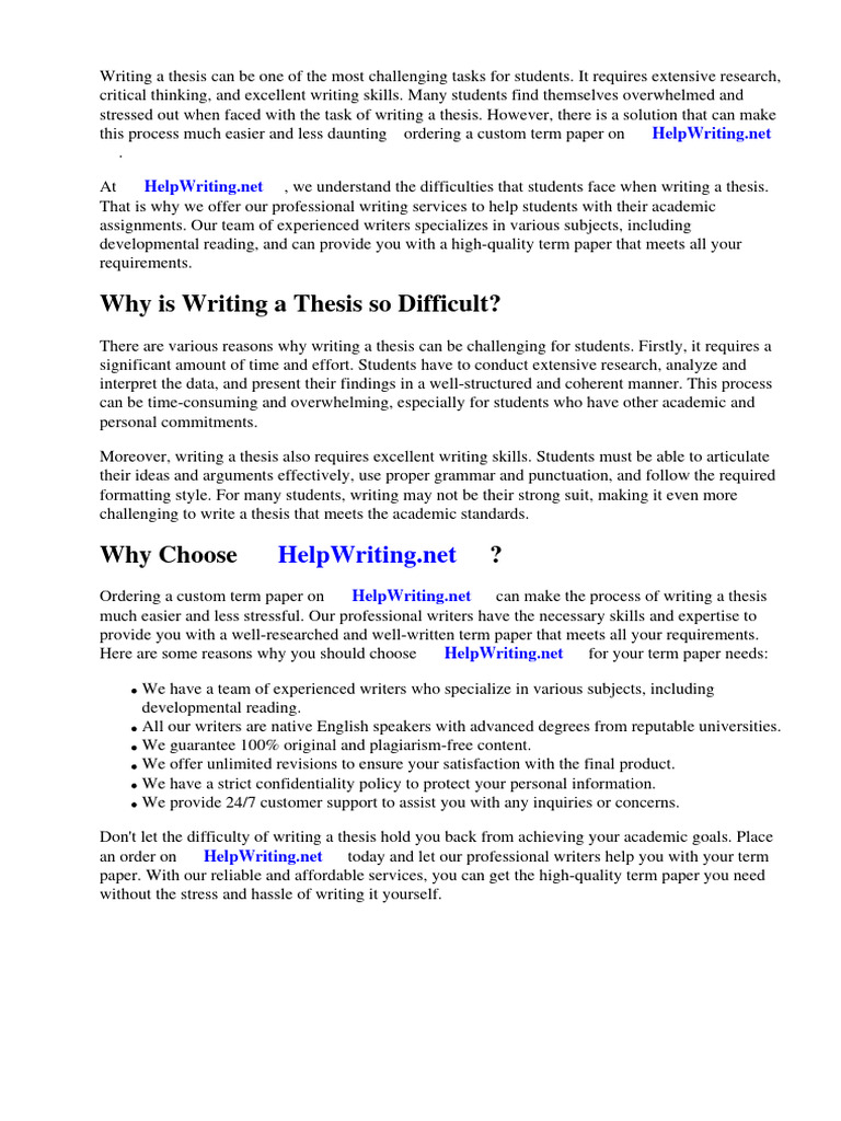 Custom Thesis Writing Help Online | PDF | Literacy | Behavioural Sciences