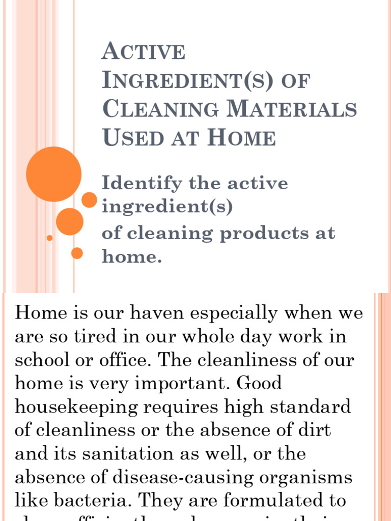 Active Ingredients in Home Cleaners | PDF | Surfactant | Detergent