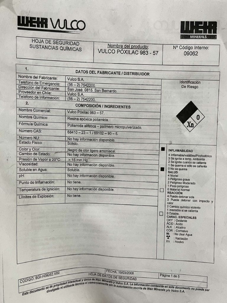 HDS Pasta Vulco | PDF