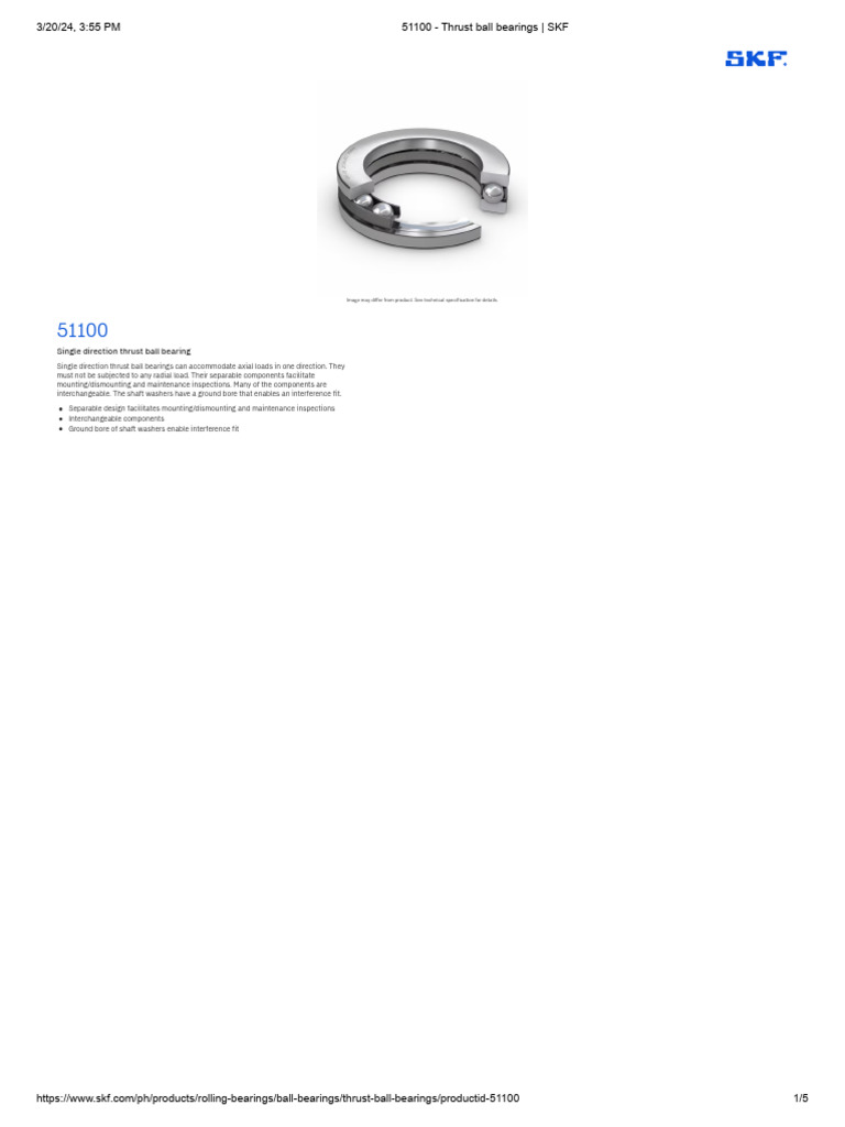 Thrust Ball Bearings - SKF | PDF | Bearing (Mechanical) | License
