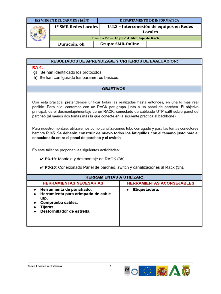 p3-14.Montaje Rack y conexionado con PP y Rack.docx - Documentos de Google | PDF | Protocolos de ...