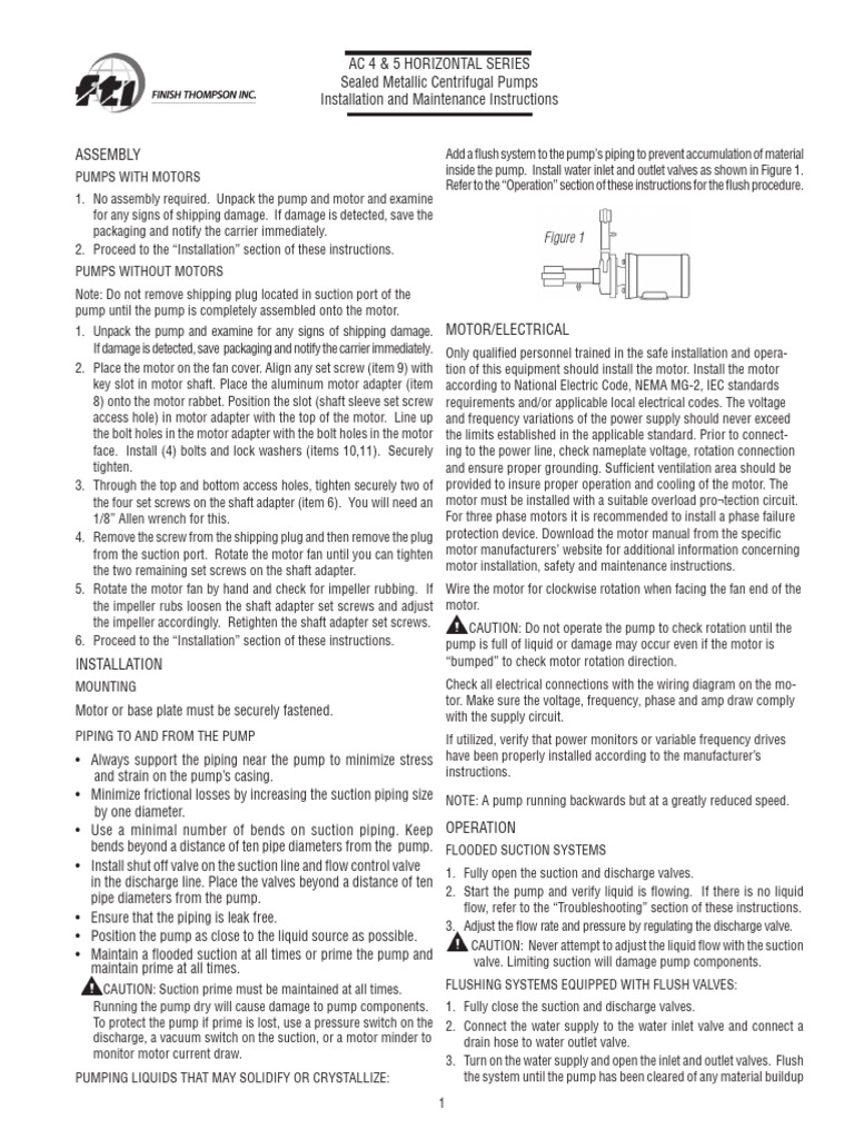AC4 - AC5 Horizntal Series Manual | PDF | Pump | Valve