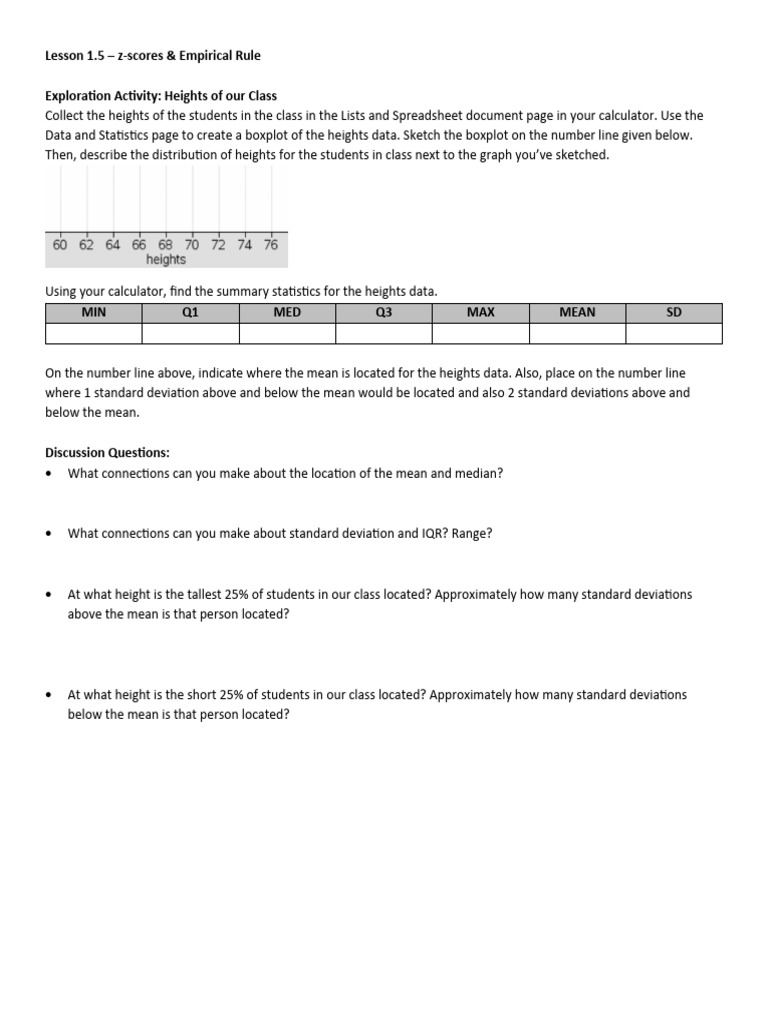 Lesson 1.5 - Z-Scores & Empirical Rule | PDF | Standard Deviation ...