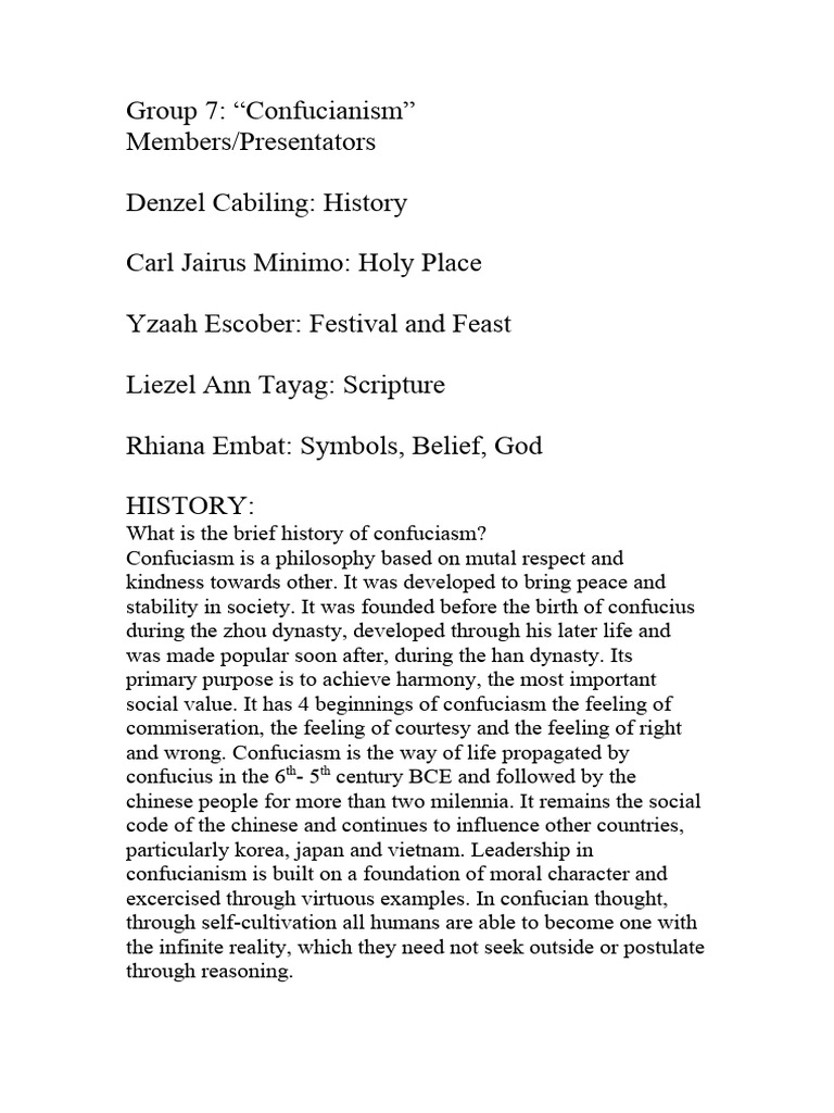 Group 7 World Religion | PDF | Confucianism | Confucius