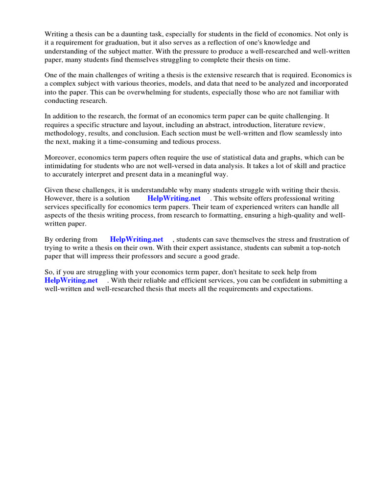 Economics Thesis Help for Students | PDF | Economics | Market (Economics)