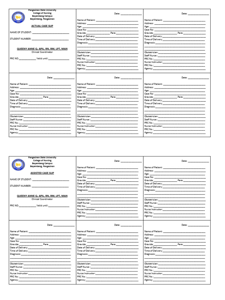 Updated Case Slip 2022 | Download Free PDF | Surgeon | Nursing