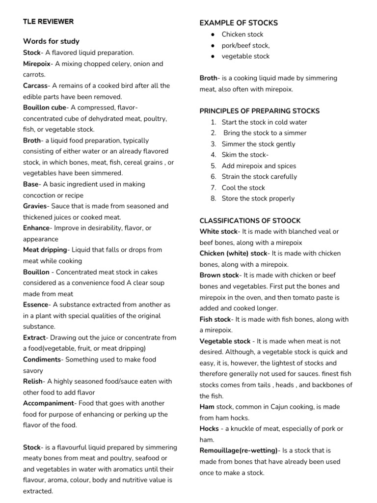 TLE REVIEWER Q3 | PDF | Stock (Food) | Soup