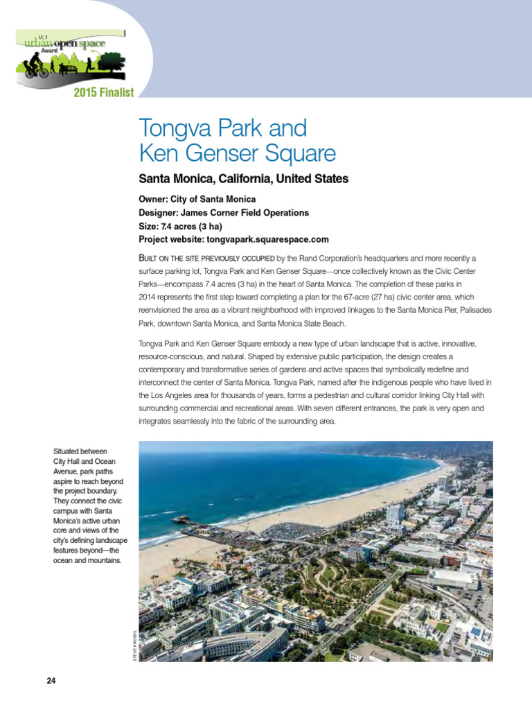Tongva Park and Ken Genser Square Overview | PDF | Parks | Landscape