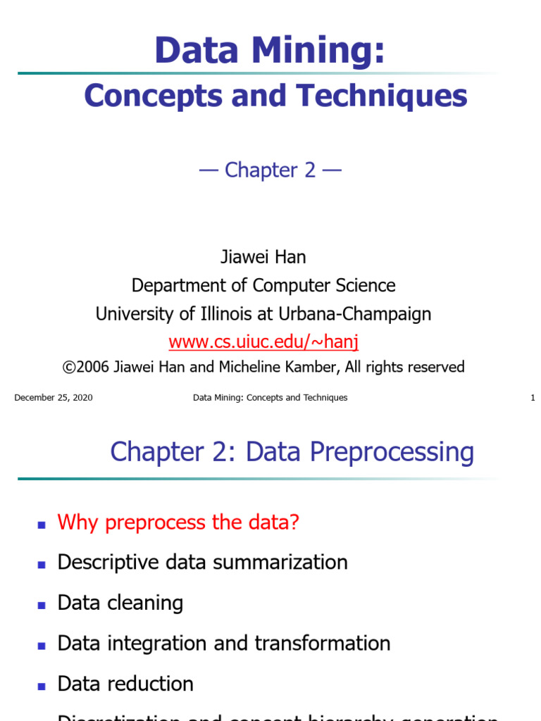 Chapter 2 dataPreProcessing HAN | PDF | Data Compression | Principal ...