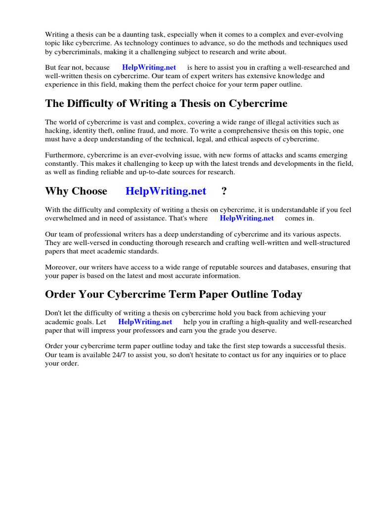 Cybercrime Term Paper Outline | PDF | Cybercrime | Computer Security
