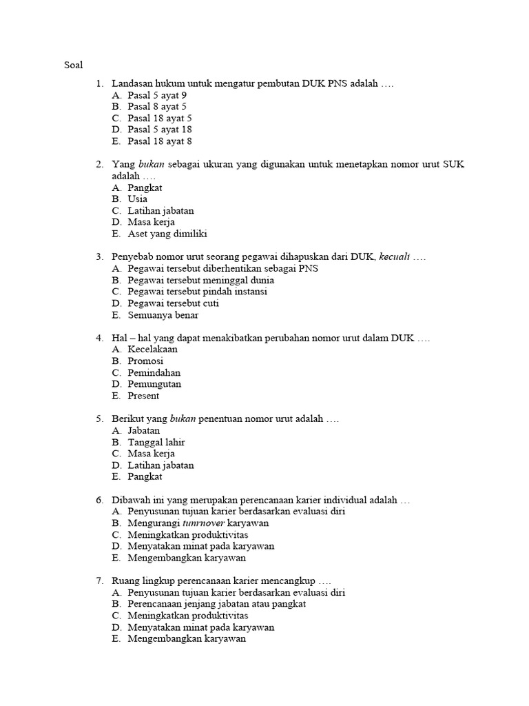 Latihan Soal - OTK Kepegawaian Kelas XI | PDF | Karier & Perkembangan