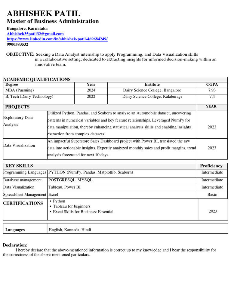 Resume Data | PDF | Data | Data Management