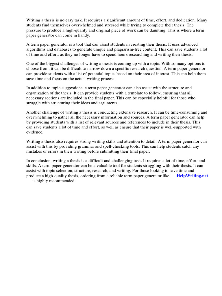 Term Paper Generator | PDF | Apa Style | Essays