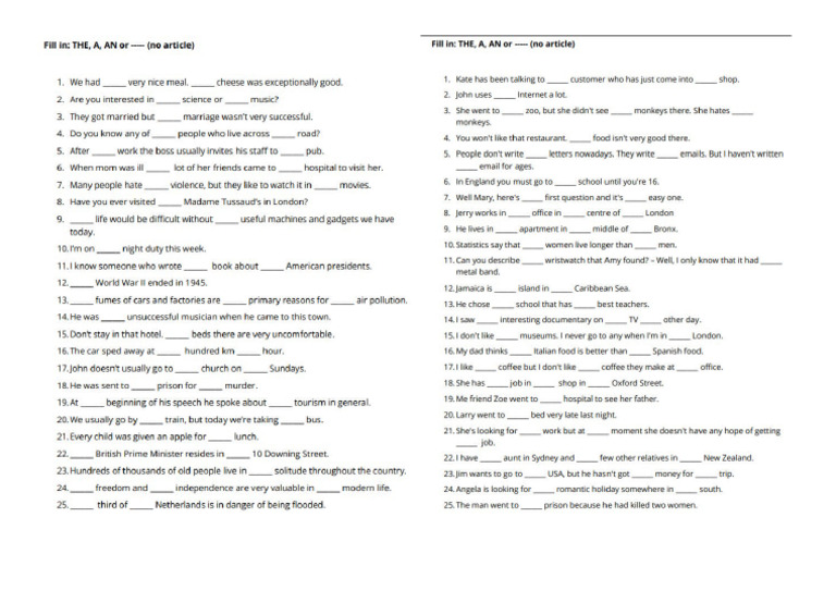 Definite And Indefinite Articles Pdf