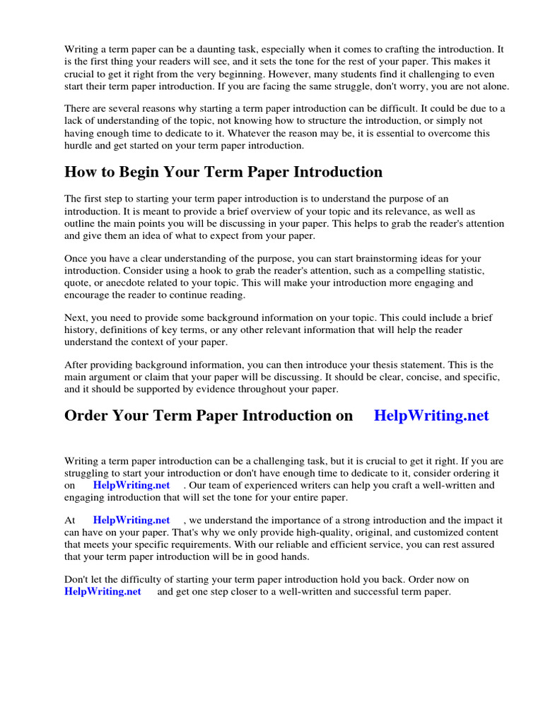 How To Start A Term Paper Introduction | PDF | Essays | Motivation